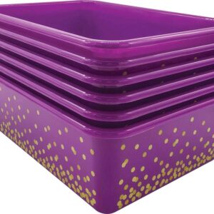 Purple Confetti Large Plastic Storage Bins - 6 Pack