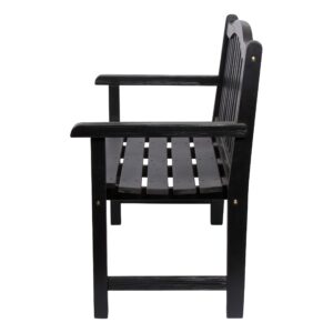 Shine Company Belfort Outdoor Solid Wood Patio Garden Bench, Ergonomic Seat, 22" D x 44.75" W x 36" H, Black