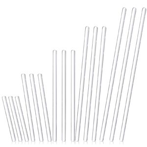 15 pieces glass stirring stick smooth stir rod with both ends round, 12/10/ 8/6/ 4/ inch glass mixing tools for science, lab, kitchen, experiment and stir hot cold beverages cocktails drinks