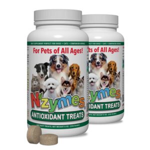 nzymes® antioxidant dog treats - for dogs joints, hips, paralysis, skin, coat, hair loss, aging, digestion, neurological, seizures - dog treats for large dog - 120 treats - made in the usa