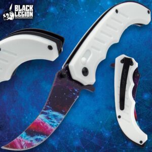 BLACK LEGION Cosmic Battle 6 Piece Knife Set | Includes Survival, Throwing, Pocket, Gut-Hook Knives | Fantasy Cosmic Design | Includes Sheaths for Each | Ergonomic Handles | Complete Set