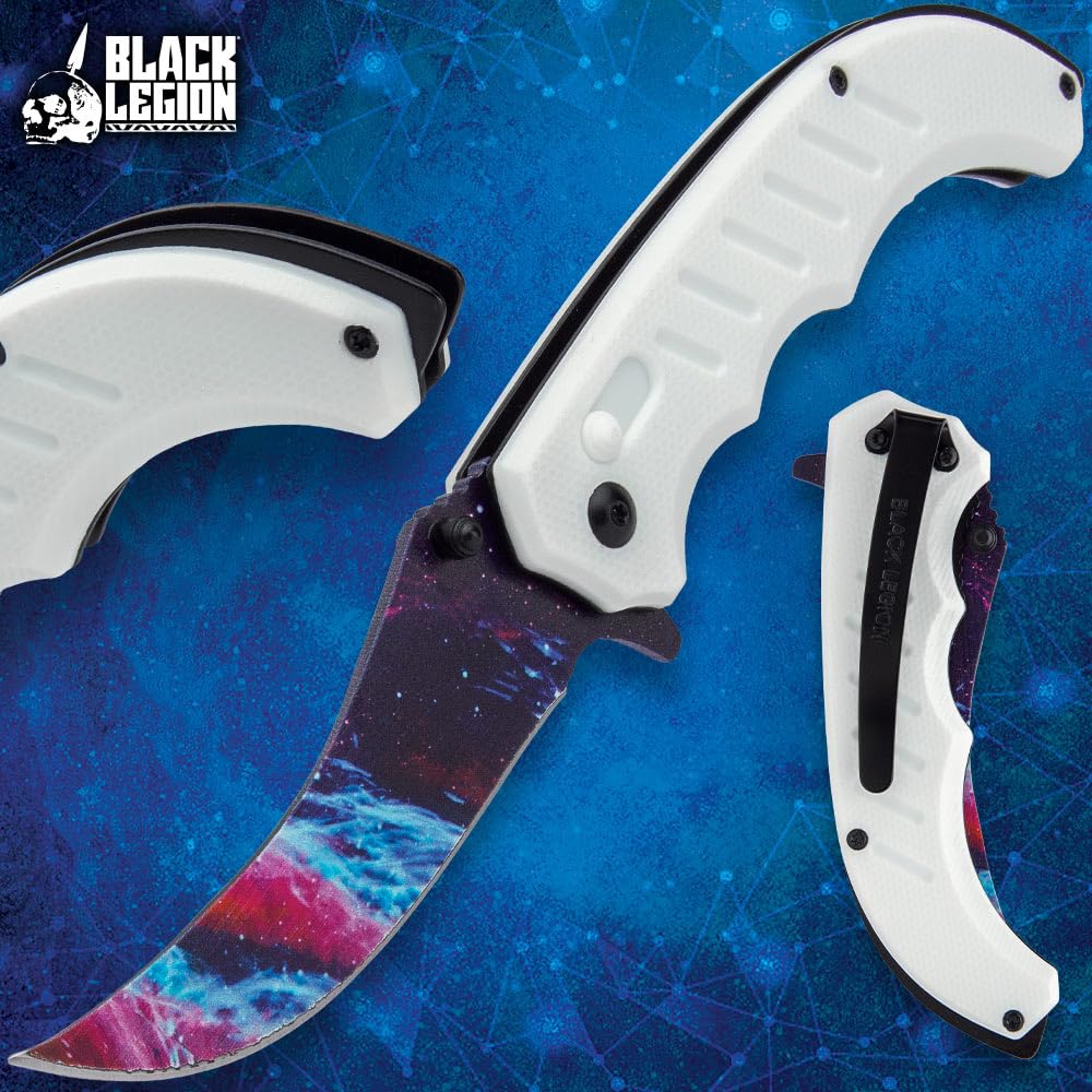 BLACK LEGION Cosmic Battle 6 Piece Knife Set | Includes Survival, Throwing, Pocket, Gut-Hook Knives | Fantasy Cosmic Design | Includes Sheaths for Each | Ergonomic Handles | Complete Set