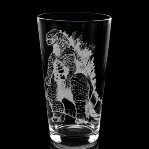 god zilla engraved pint glass | iconic monster designs | classic film & tv | perfect collectible for epic movie fans