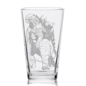 GOD ZILLA Engraved Pint Glass | Iconic Monster Designs | Classic Film & TV | Perfect Collectible for Epic Movie Fans