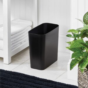 mDesign Small Plastic 1.8 Gallon Trash Can Wastebasket Garbage Bin for Bathroom - Slim Rubbish Waste Bin Trashcan for Master/Guest Bath, Bedroom, Kitchen, Laundry Room, Office, Casi Collection - Black