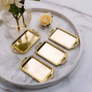 Efavormart 12 Pack - 4" Gold Rectangular Mini Candy Display Tray Favors for Wedding, Bridal Shower, Baby Shower, Birthday, Candy Jars Decorations