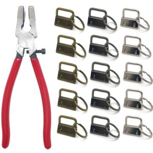 51 sets key fob hardware with 1pcs key fob pliers,glass running pliers tools with jaws, pliers attach rubber tips perfect for key fob hardware install (random color)