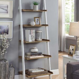 Convenience Concepts American Heritage Bookshelf Ladder, Driftwood/White