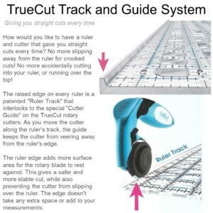 TrueCut Rotary Cutter Set - 3 Items: Large TrueCut Quilting Ruler (24.5-Inch by 6.5-Inch), Medium TrueCut Quilting Ruler (12.5-Inch by 6.5-Inch) and My Comfort Cutter Ergonomic Rotary Cutter (45mm)