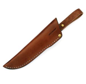 bps knives - left hand belt knife sheath - brown leather sheath for mora garberg - left-hand sheath with belt loop for vertical carry of fixed blade knife - free suspension leather