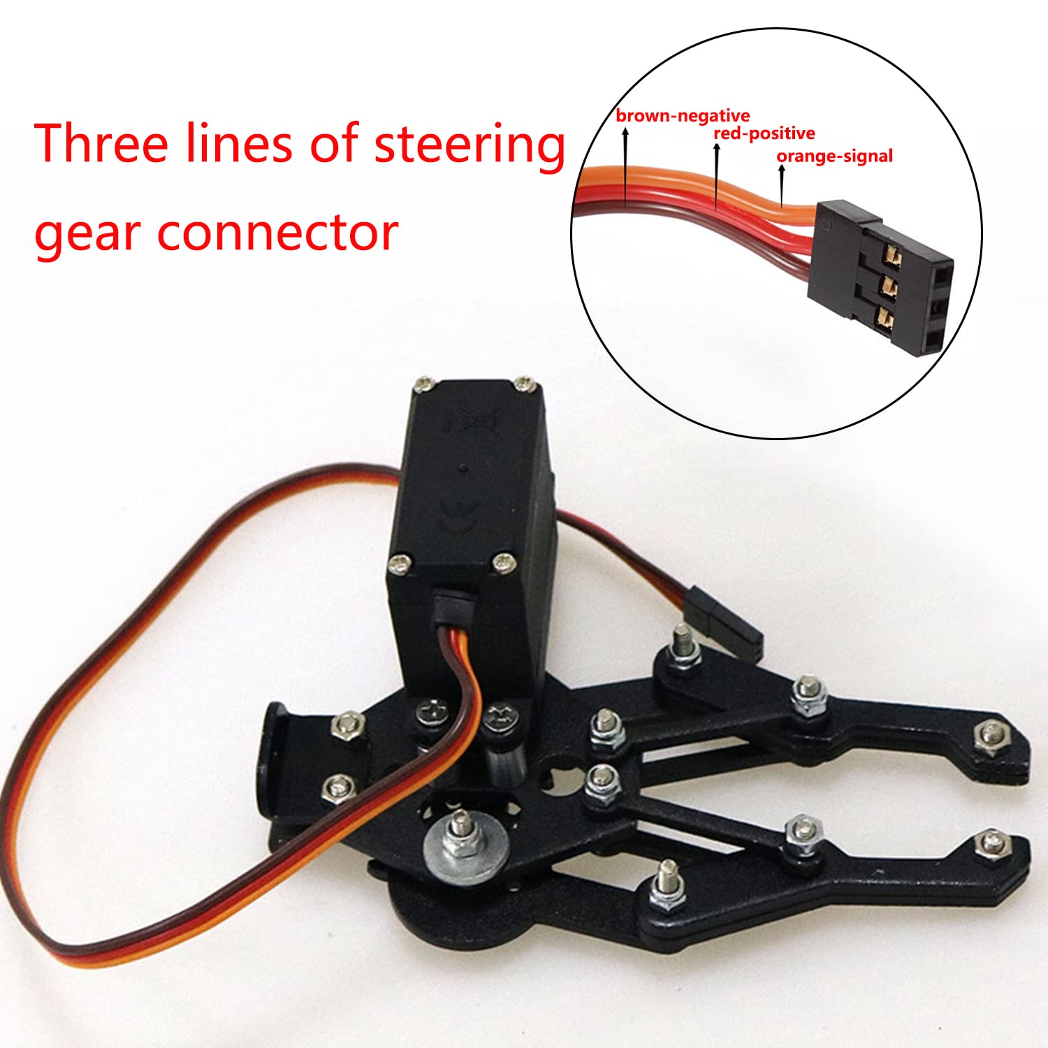 Professional Metal Robot Arm/Gripper/Mechanical Claw/Clamp/Clip with High Torque Servo, RC Robotic Part Educational DIY for Arduino/Raspberry Pie, Science STEAM Maker Platform (Black)