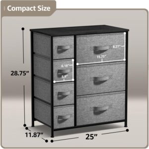 Sorbus Dresser with 7 Drawers - Chest Organizer Tower Unit with Steel Frame, Wood Top, Easy Pull Fabric Bins - Storage Furniture for Bedroom, Hallway, Closet & Office Organization