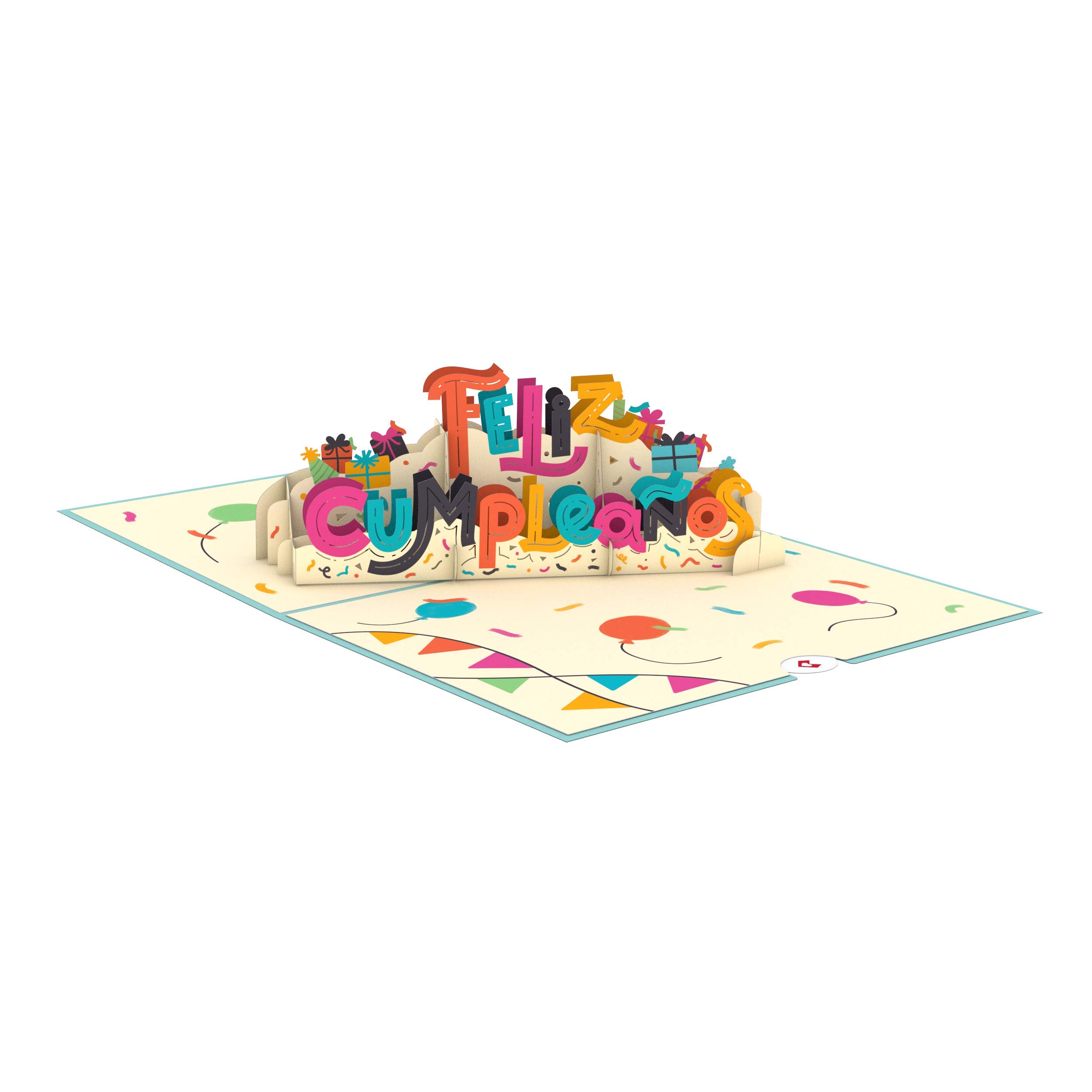 Lovepop Feliz Cumpleaos Pop Up Card, 3D Birthday Greeting Card, 5" W x 7" H