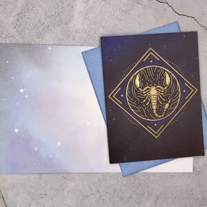 Scorpio Zodiac note cards- 12 card box set- astrology - metallic envelopes - high-end blank greeting cards, thank you cards, birthday card