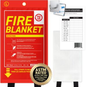 72 hrs fiberglass fire blanket - fire blanket for home, kitchen fire blanket | fire extinguishers home | essential fire safety tool, emergency fire blanket | (1pc, 47"x47")