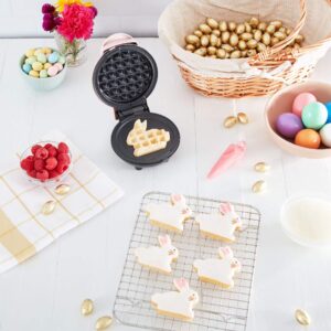 DASH DMWB001RS Mini Maker for Individual Waffles, Hash Browns, Keto Chaffles with Easy to Clean, Non-Stick Surfaces, 4 Inch, Rose Bunny