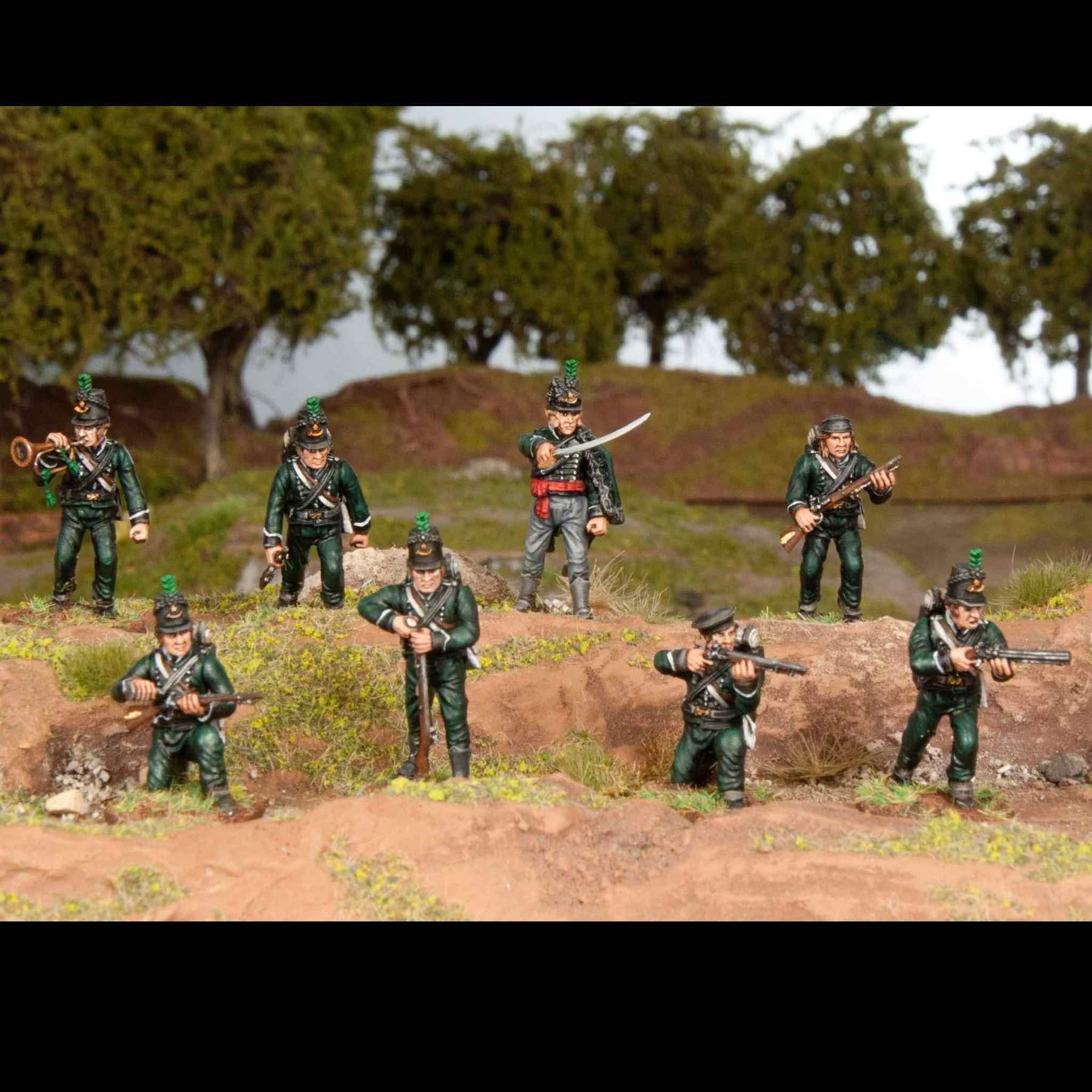 Napoleon's Wars: British Riflemen (32 Multi Part Hard Plastic 28mm Figures)