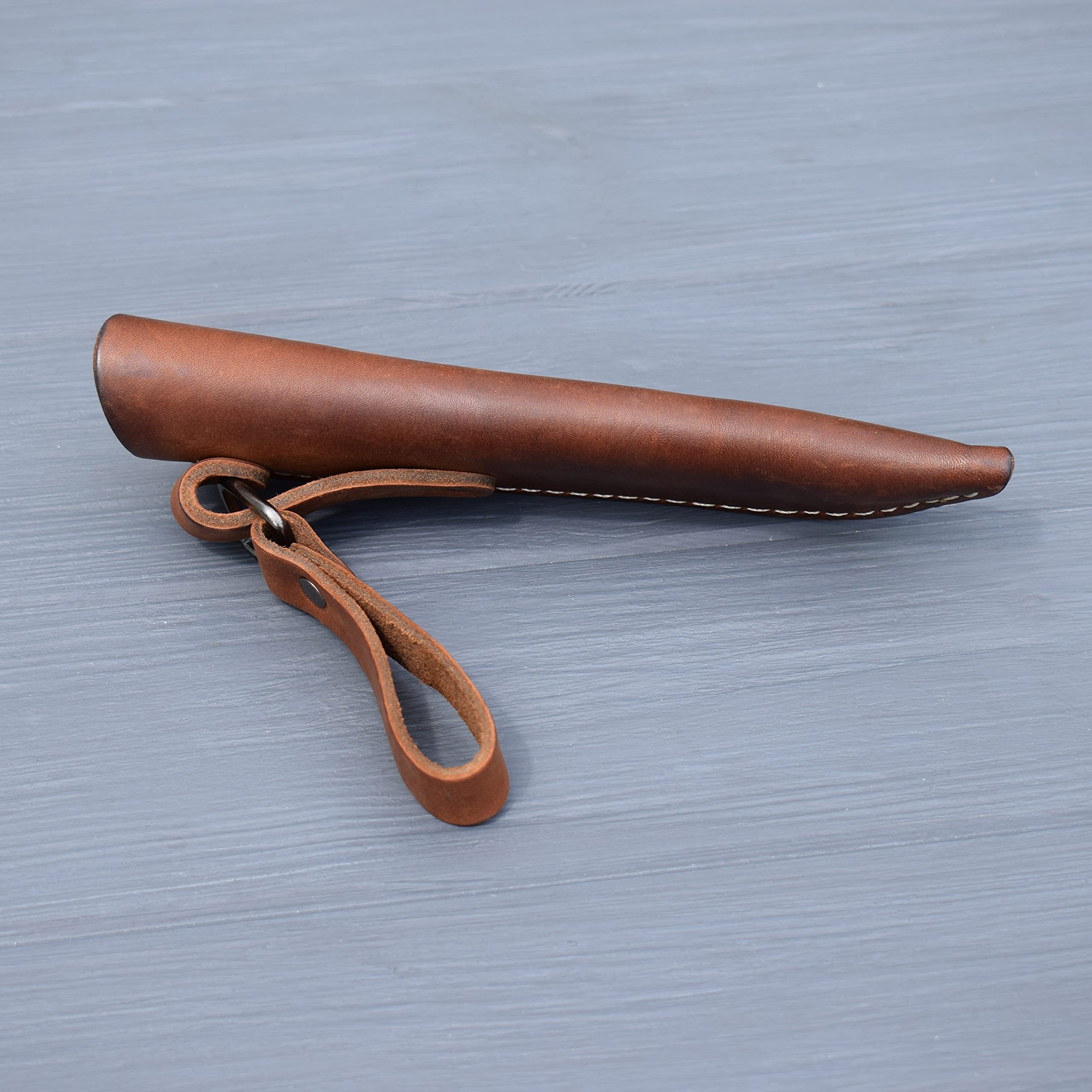 BPS Knives - Left Hand Belt Knife Sheath - Brown Leather Sheath for Mora Garberg - Left-Hand Sheath with Belt Loop for Vertical Carry of Fixed Blade Knife - Free Suspension Leather