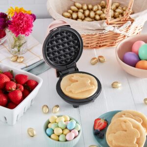 DASH DMWB001RS Mini Maker for Individual Waffles, Hash Browns, Keto Chaffles with Easy to Clean, Non-Stick Surfaces, 4 Inch, Rose Bunny