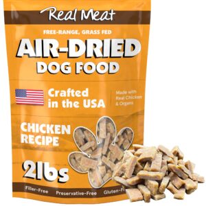 trmc real meat air dried dog food w/real usa chicken - 2lb bag of grain-free real meat dog food sourced from free-range, cage-free chicken - digestible, all natural, high protein chicken