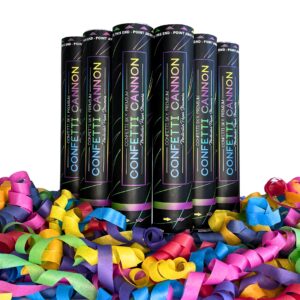 confetti sky [6 pack] 12 inch streamer cannons | multicolor streamers cannons for wedding celebration, birthday party, pranks, graduation, christmas eve and new year celebrations (multicolor)