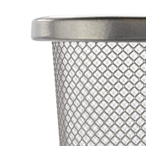 Brookstone BKH1461, [3 Pack] Metallic Mesh Wastebasket for Office & Home, Open Top, Under Desk Trash Can, Lightweight & Sturdy Recycling Bin, Standard, Silver