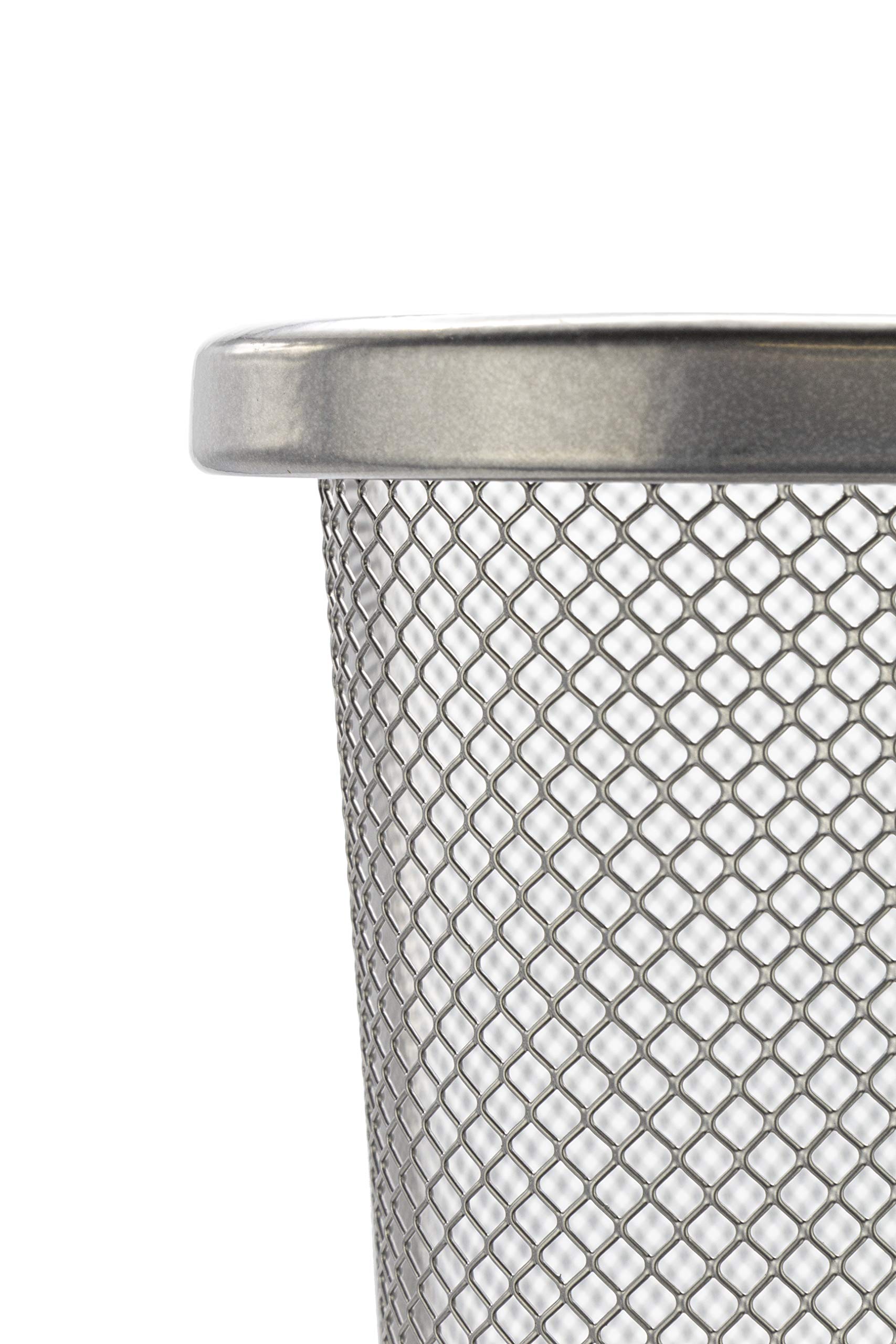 Brookstone BKH1461, [3 Pack] Metallic Mesh Wastebasket for Office & Home, Open Top, Under Desk Trash Can, Lightweight & Sturdy Recycling Bin, Standard, Silver