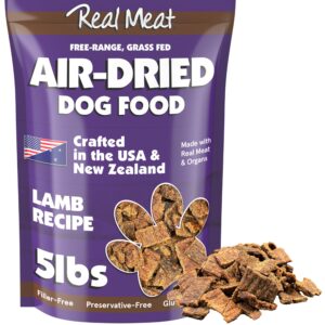 trmc real meat air dried dog food w/real lamb - 5lb bag of usa-crafted grain-free real meat dog food sourced from hormone-free, free-range, grass-fed lamb - digestible, all natural, high protein lamb