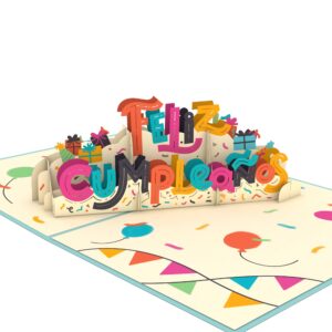 lovepop feliz cumpleaos pop up card, 3d birthday greeting card, 5" w x 7" h