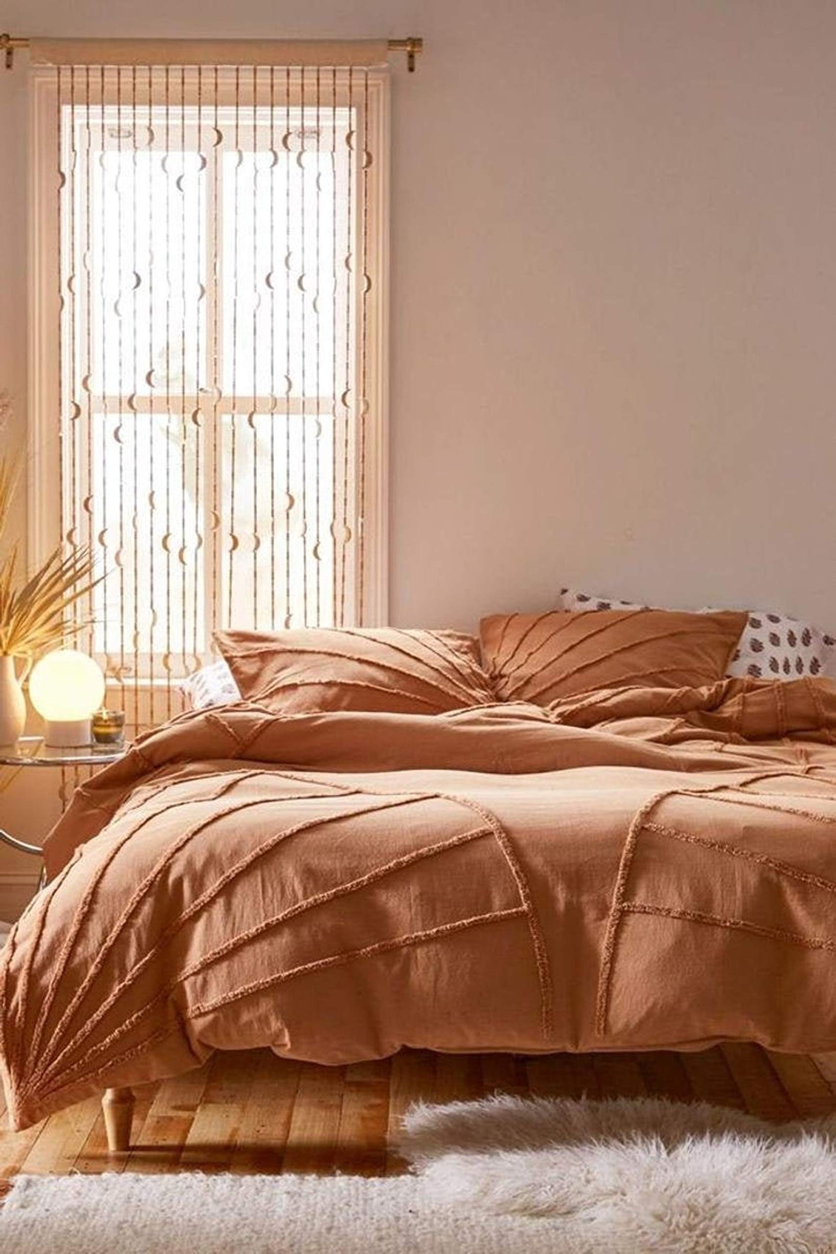 3 Pieces, Queen Size, 300 TC, Pure Washed Percale Cotton Down Comforter Cover with Zip Closure | Ultra Soft & Lightweight, Easy Care Bedding Set of 1 Tufted Duvet Cover + 2 Pillow Covers - Terracotta