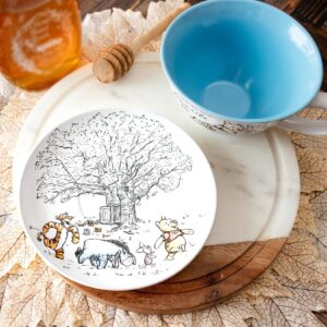 Silver Buffalo Disney Winnie the Pooh Walking Classic Scene Ceramic Teacup and Saucer, 12 Ounces