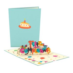 Lovepop Feliz Cumpleaos Pop Up Card, 3D Birthday Greeting Card, 5" W x 7" H