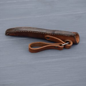 BPS Knives - Left Hand Belt Knife Sheath - Brown Leather Sheath for Mora Garberg - Left-Hand Sheath with Belt Loop for Vertical Carry of Fixed Blade Knife - Free Suspension Leather