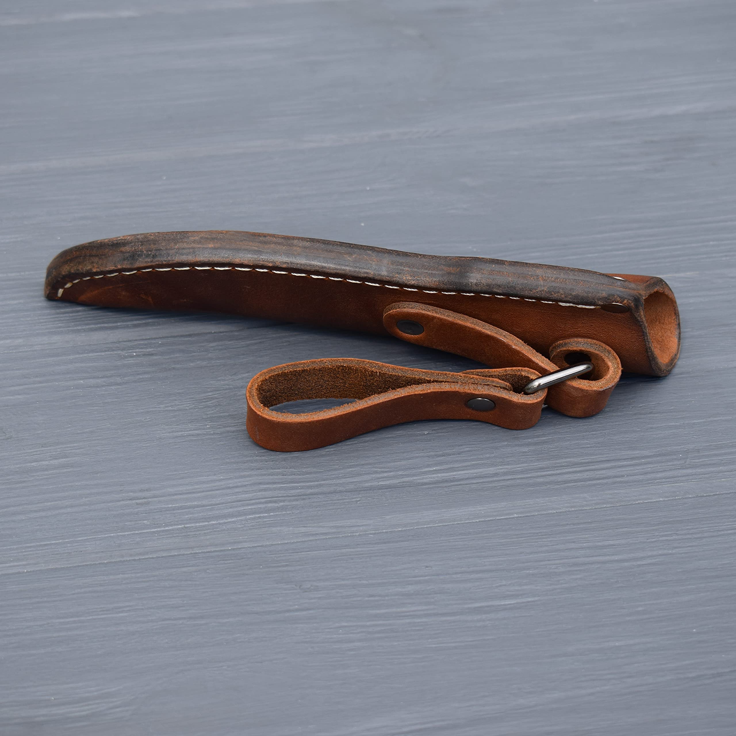 BPS Knives - Left Hand Belt Knife Sheath - Brown Leather Sheath for Mora Garberg - Left-Hand Sheath with Belt Loop for Vertical Carry of Fixed Blade Knife - Free Suspension Leather