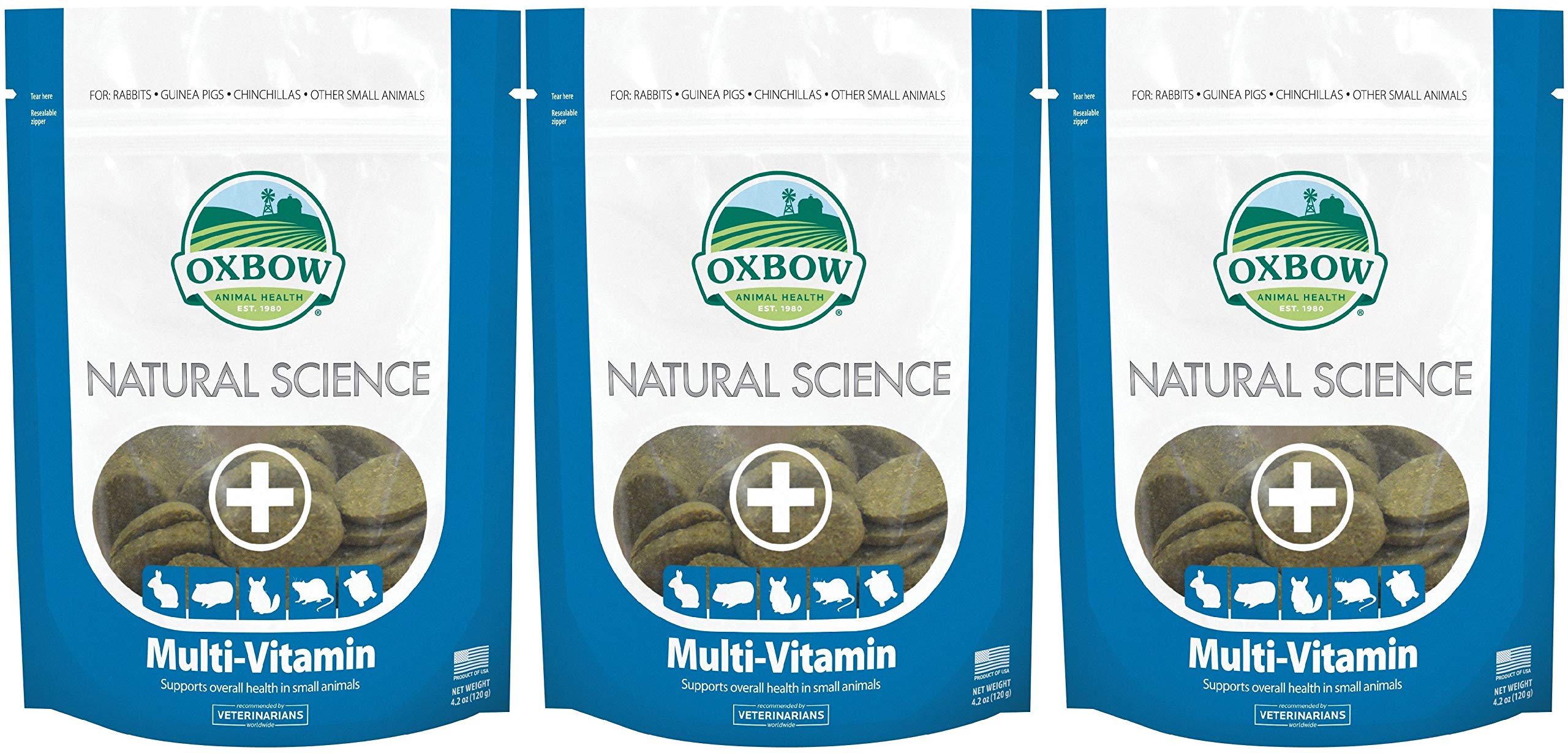 Oxbow 3 Pack of Natural Science Multi-Vitamin Small Animal Supplements, 60 Wafers Each3