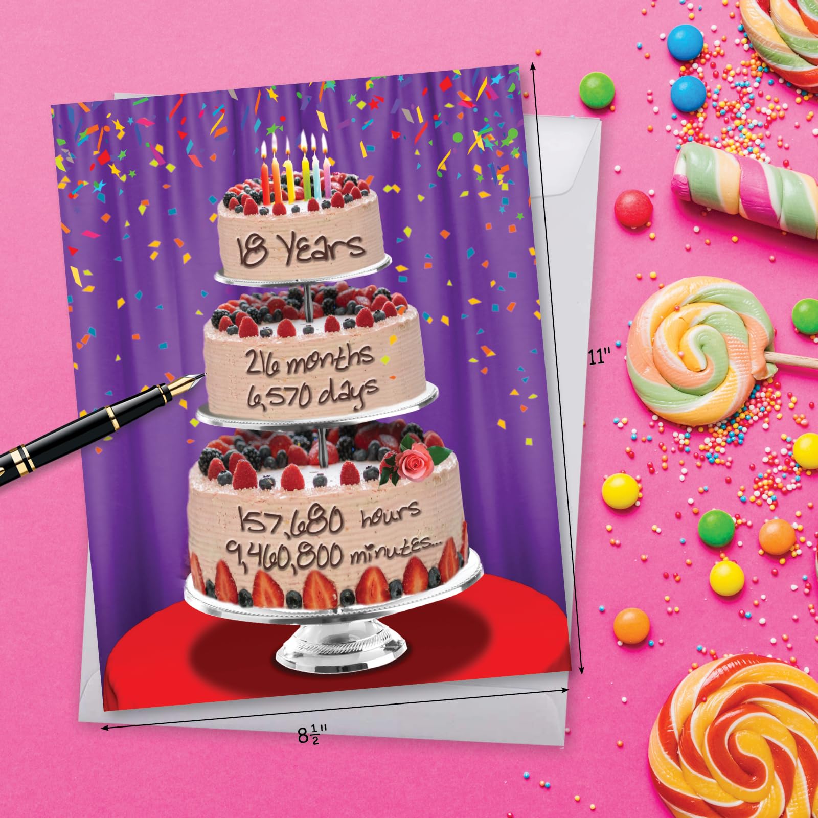 NobleWorks - 18th Milestone Birthday Card (8.5 x 11 Inch) - 18 Year Old Celebration, Stationery from All of Us - Year Time Count 18 J9404MBG-US