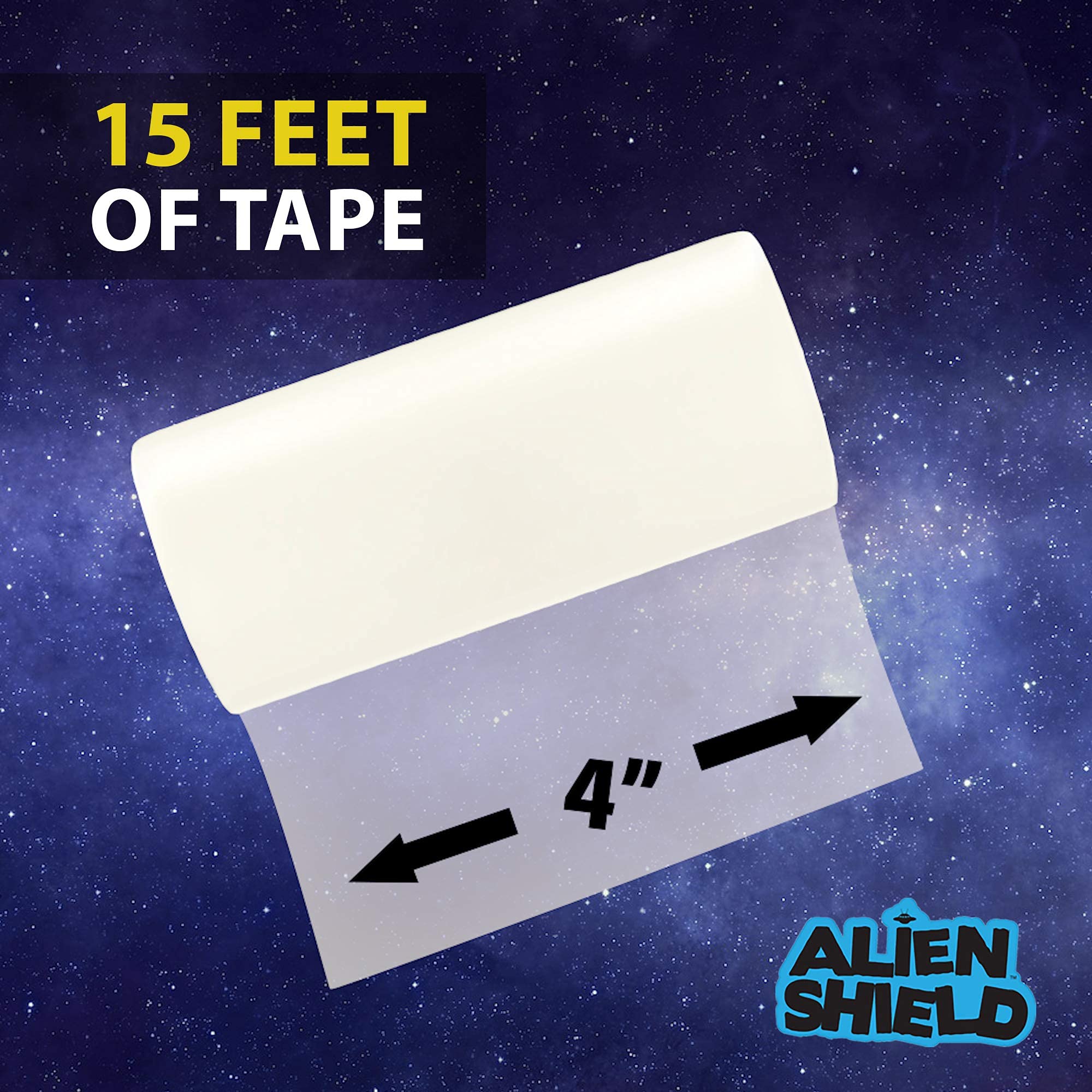 Bell+Howell Alien Shield Transparent Sealing Tape Waterproof Repair Tape Adhesive Strips Patch Tape to Repair Tears, Cracks, and Leaks, 3 Rolls Total 15 Feet Rolls x 4” Width As Seen On TV