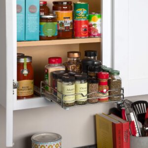 Pull Out Cabinet Organizer for Spices, Cans - Heavy Duty with Lifetime Limited Warranty- Pull Out Spice Rack- Cabinet Pull Out Shelf for Cans,Dishes, Etc, 10-3/8"Wx 10-3/8"D x 2-1/8 H, Chrome