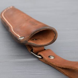 BPS Knives - Left Hand Belt Knife Sheath - Brown Leather Sheath for Mora Garberg - Left-Hand Sheath with Belt Loop for Vertical Carry of Fixed Blade Knife - Free Suspension Leather