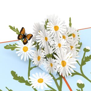 lovepop cards - daisies with monarch butterfly, 3d butterfly birthday card, thank you card, blank envelope included