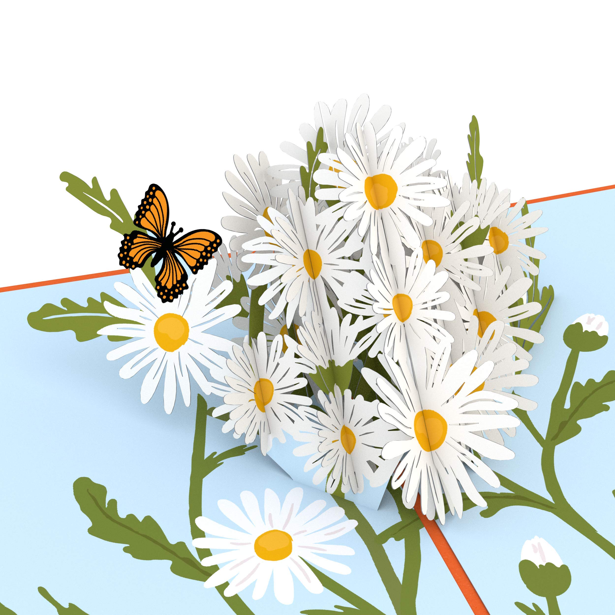 Lovepop Cards - Daisies with Monarch Butterfly, 3D Butterfly Birthday Card, Thank You Card, Blank Envelope Included