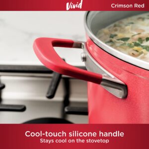 Ninja C20480 Foodi NeverStick Vivid 8-Quart Stock Pot with Glass Lid, Nonstick, Durable & Oven Safe To 400°F, Cool-Touch Handles, Crimson Red