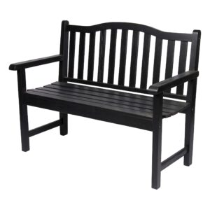 shine company belfort outdoor solid wood patio garden bench, ergonomic seat, 22" d x 44.75" w x 36" h, black