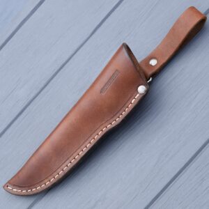 BPS Knives - Left Hand Belt Knife Sheath - Brown Leather Sheath for Mora Garberg - Left-Hand Sheath with Belt Loop for Vertical Carry of Fixed Blade Knife - Free Suspension Leather