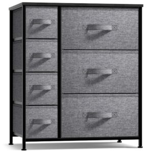 Sorbus Dresser with 7 Drawers - Chest Organizer Tower Unit with Steel Frame, Wood Top, Easy Pull Fabric Bins - Storage Furniture for Bedroom, Hallway, Closet & Office Organization