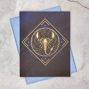 scorpio zodiac note cards- 12 card box set- astrology - metallic envelopes - high-end blank greeting cards, thank you cards, birthday card