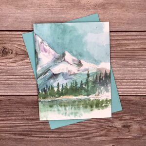 Watercolor Mountain Landscapes -12 card gift set - high-end luxury greeting cards, thank you cards, birthday card, all-occasion cards