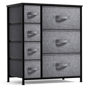 sorbus dresser with 7 drawers - chest organizer tower unit with steel frame, wood top, easy pull fabric bins - storage furniture for bedroom, hallway, closet & office organization