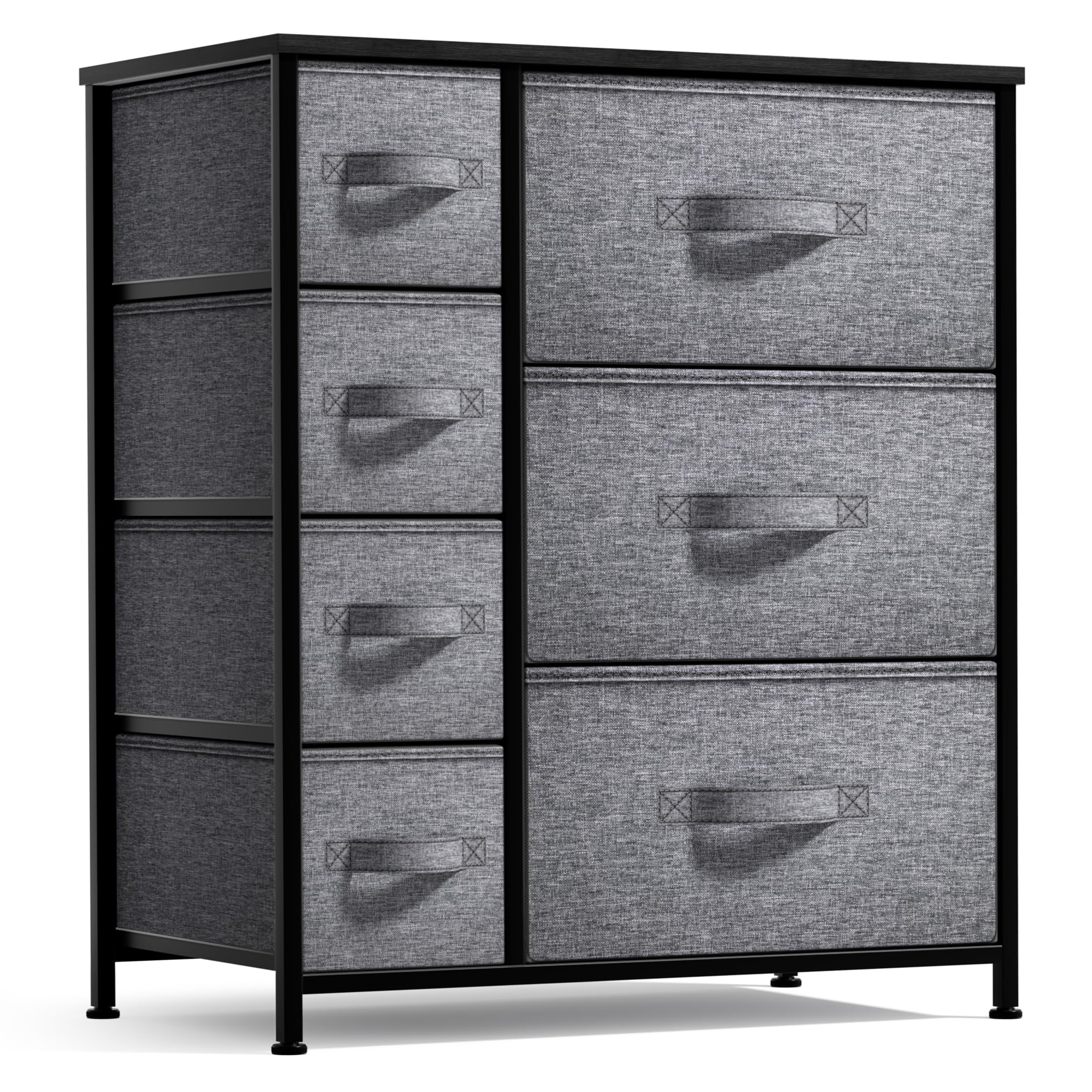 Sorbus Dresser with 7 Drawers - Chest Organizer Tower Unit with Steel Frame, Wood Top, Easy Pull Fabric Bins - Storage Furniture for Bedroom, Hallway, Closet & Office Organization