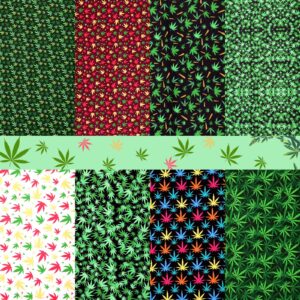 8 sheets pot leaves fabric leaves printed fabric 20 x 20 inch pot leaves pattern sewing quilting fat quarter bundles for pillow cover diy crafting patchwork